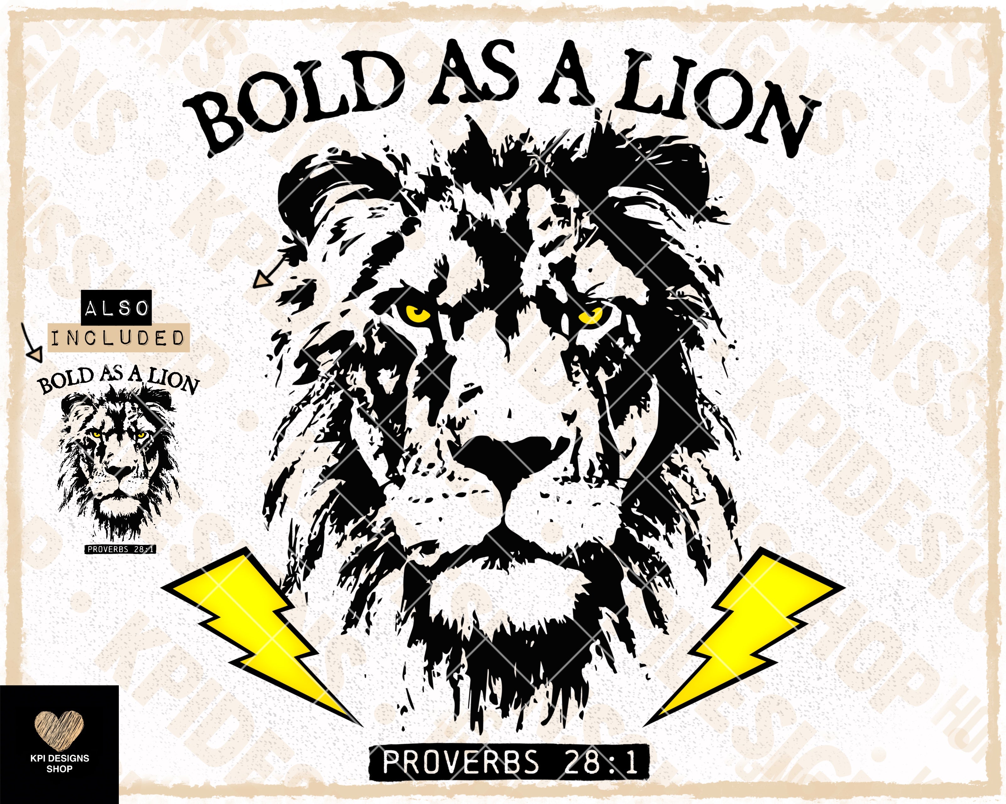 Bold As a Lion (2-pack) - Aug2023 - PNG - Digital Design – KPI Designs Shop