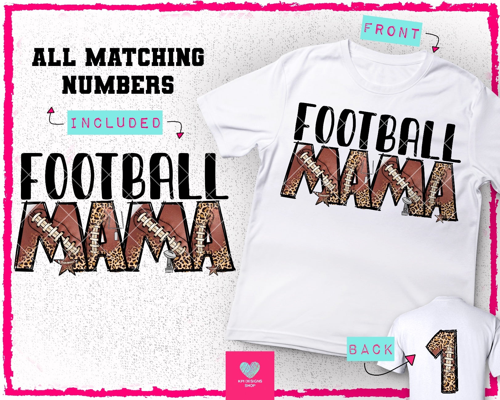 Football Mama & Matching Number Set - Mar2024 - PNG - Digital Design ...