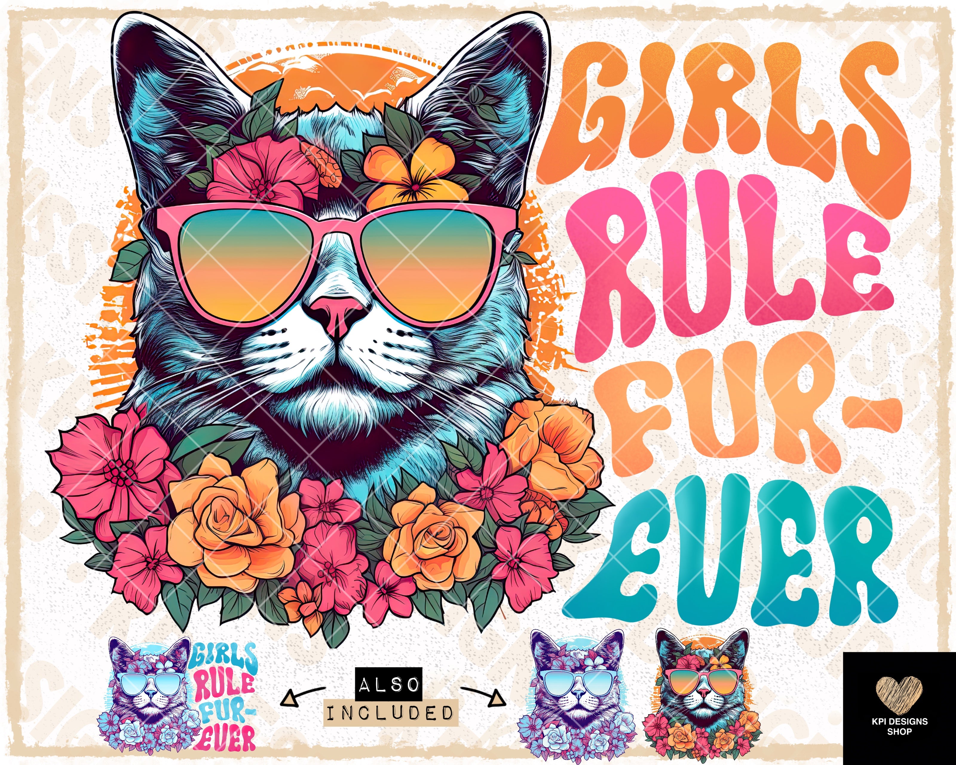 Girls Rule Furever + Matching Pocket (4-pack) - July2023 - PNG - Digit ...