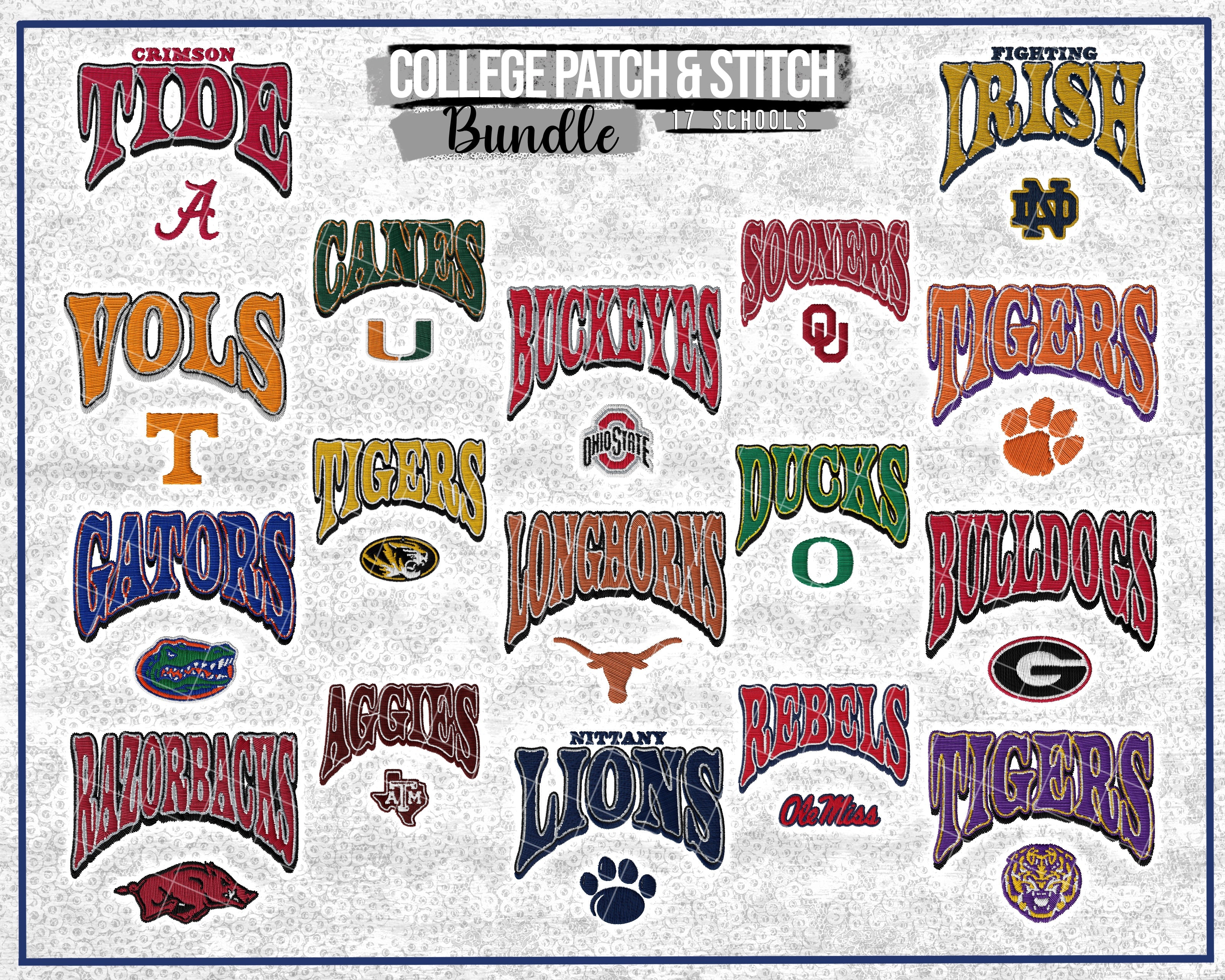 BUNDLE: College Football Patches - Jan2025 - PNG - Digital Design (Per ...