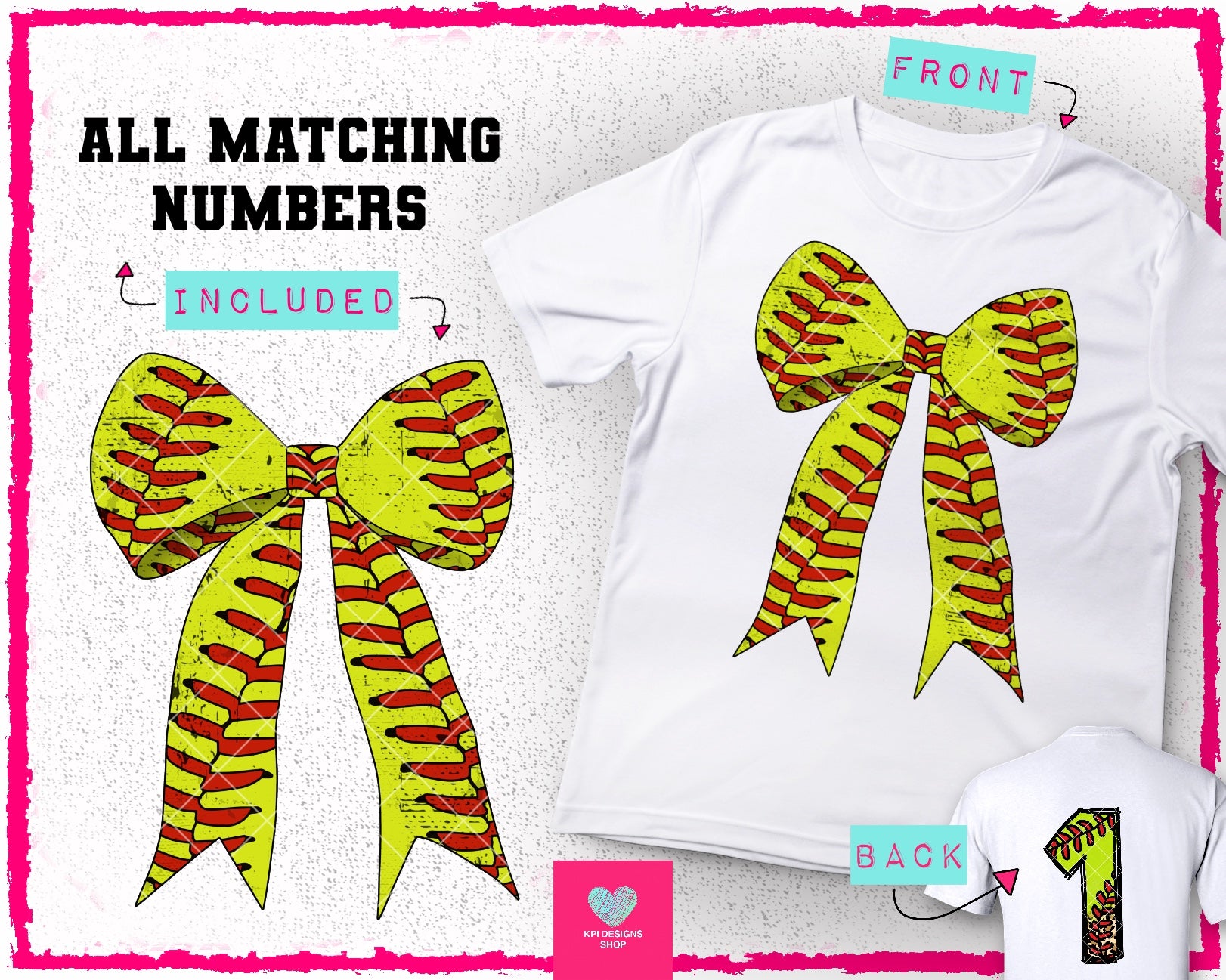 Softball Ribbon & Matching Number Set - Mar2024 - PNG - Digital Design ...