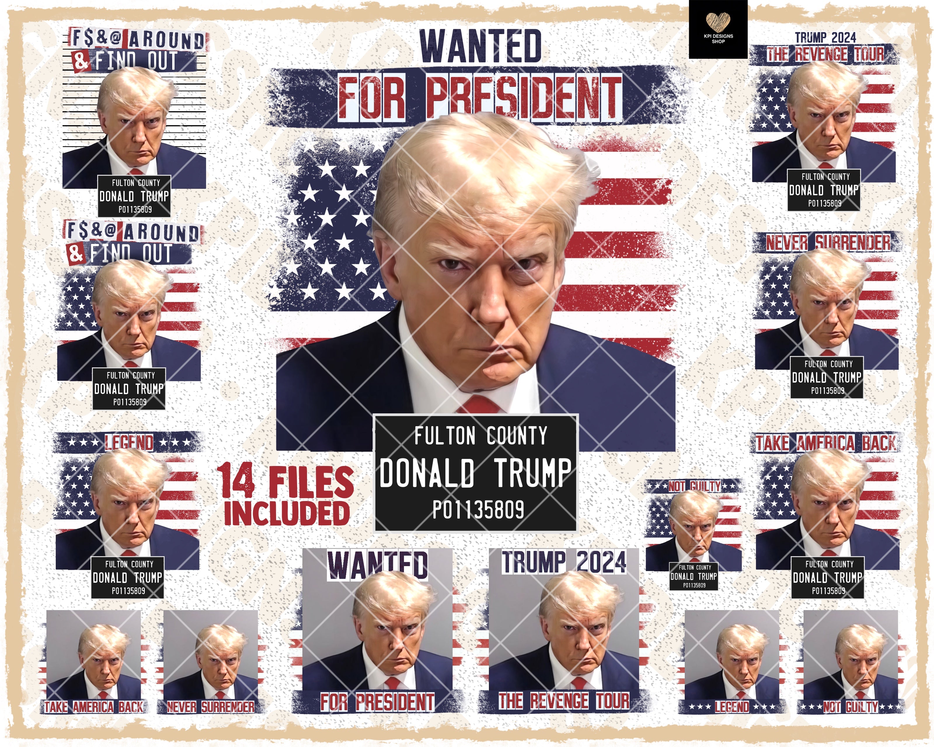 BUNDLE: Trump Mugshot - 14 Files - Aug2023 - PNG - Digital Design – KPI ...