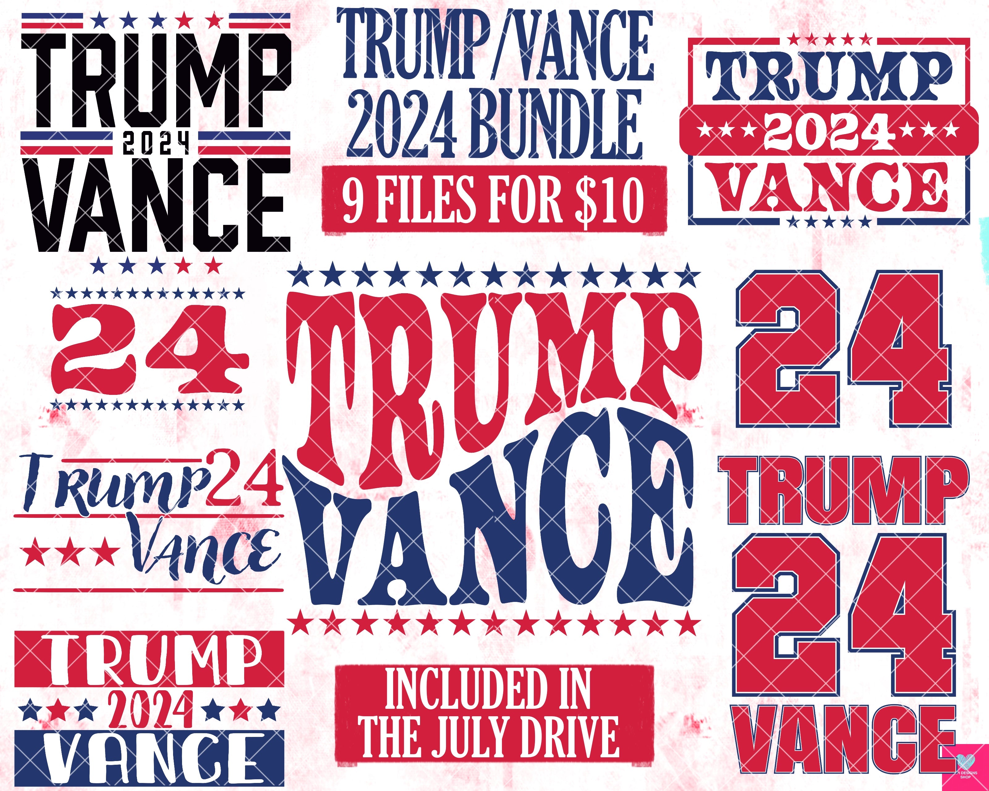 BUNDLE: Trump Vance 2024 - 10 Files - July2024 - PNG - Digital Design ...
