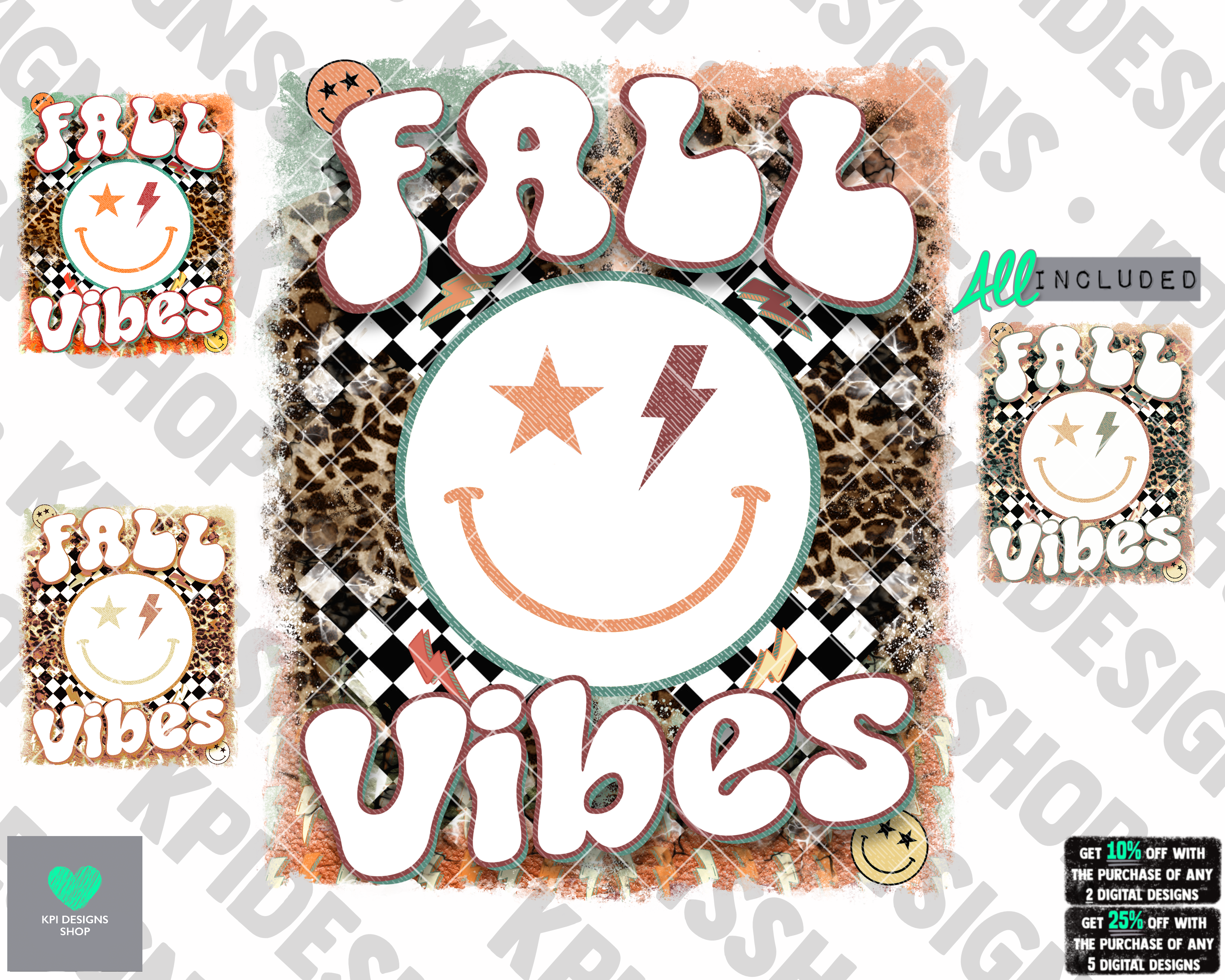 Fall Vibes Smiley (4-pack) - July2022 - PNG - Digital Design – KPI ...