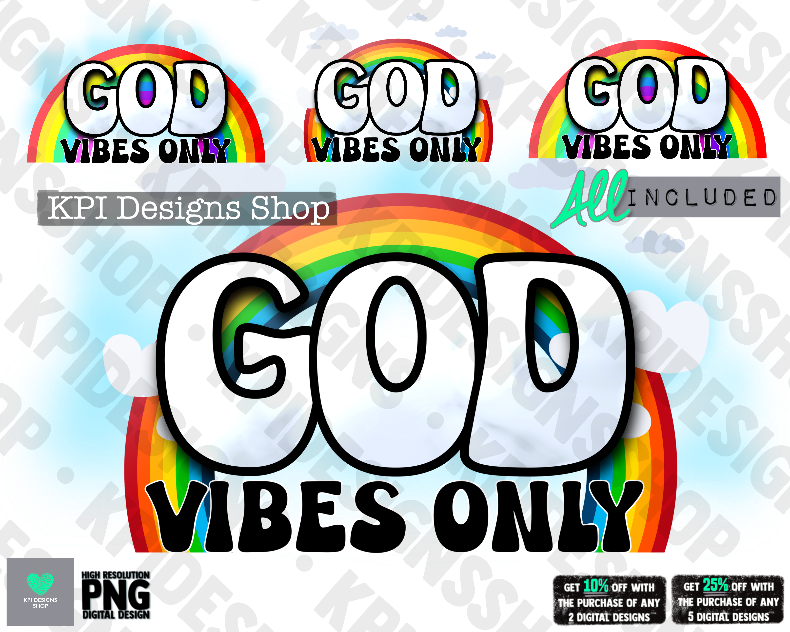 God Vibes Only (4-pack) - Apr2022 - PNG - Digital Design – KPI Designs Shop