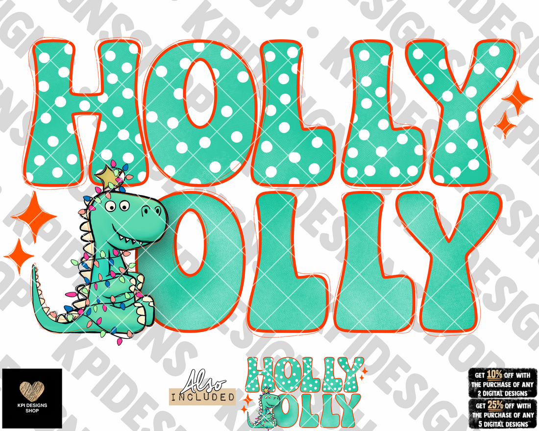 Holly Jolly (Dinosaur) (2-pack) - Nov2022 - PNG - Digital Design – KPI ...