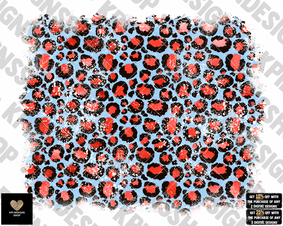 Distressed Red/Blue Leopard Patch/Sleeve - Nov2022 -- PNG - Digital De ...