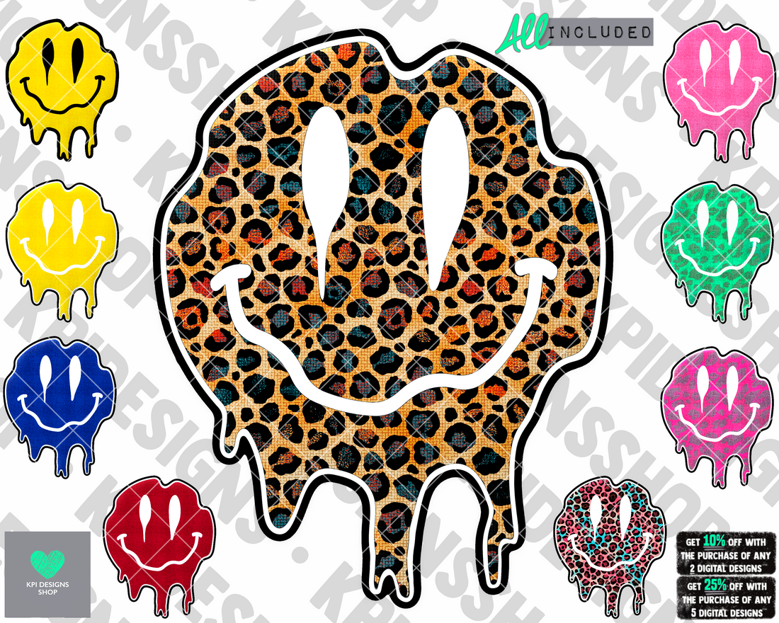 Smiley Drip (9-pack) - June2022 - PNG - Digital Design – KPI Designs Shop