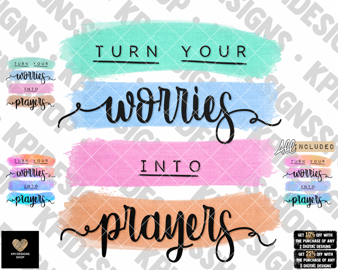 Turn Your Worries into Prayers (4-pack) - Nov2022 - PNG - Digital Desi ...